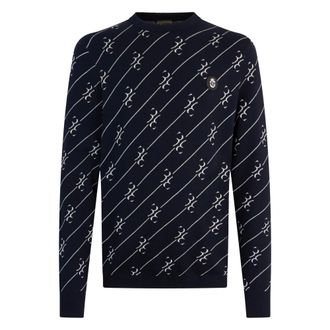 Billionaire Boys Club Pull-over &agrave; col rond All-Over BB - Homme - Pulls - Bleu - Taille: M