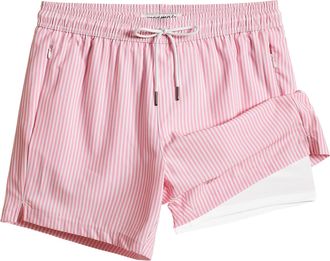 Maamgic Herren Badehose mit Kompression Badeshorts 2 in 1|14cm Innenl&auml;nge Schnelltrocknend l&auml;ssige Swim Shorts Kurz Boardshorts mit Innenhose Rei&szlig;verschlussta