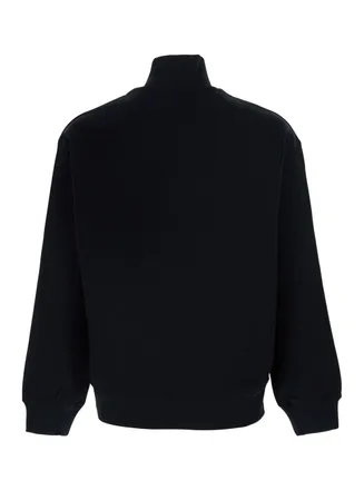 Maison Kitsun&eacute; Mens Sweatshirt Fox Head Comfort Half-Zip Black Cotton Sweatshirts Sweater