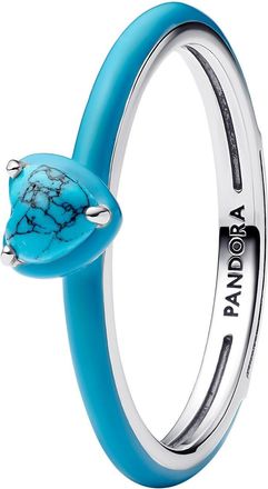 Pandora Pandora Türkisfarbener Herz-Stein Ring aus Sterling-Silber, aus der ME Kollektion, Gr. 58, 193828C01-58