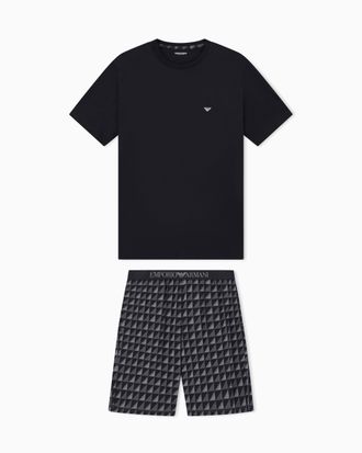 Emporio Armani Herren Classic Pattern Short Pajamas Pyjamaunterteil, Schwarz, L