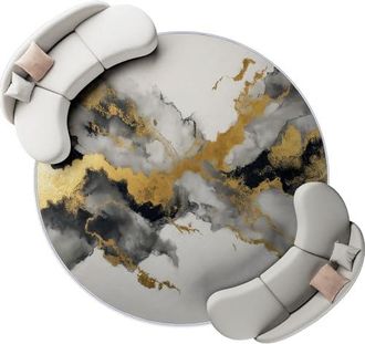 Generic Tapis Lavable et Antid&eacute;rapant Gris Or pour Salon Salle &agrave; Manger Chambre Adulte et Ado Cuisine - Tapis Motif &Eacute;l&eacute;gant Exquis Peinture &Agrave; LEncre, Poil Ras