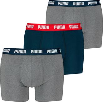 Puma Boxershorts PUMA PUMA MEN EVERYDAY BOXERS 3P, Herren, Gr. XXL, bunt (grau, blau), Obermaterial: 95% Baumwolle, 5% Elasthan, eng, Unterhosen, mit Komfo