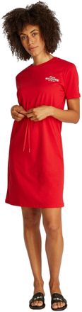 Tommy Hilfiger Damen T-Shirt Kleid mit Tailleng&uuml;rtel, Rot (Primary Red), XXS