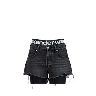 Alexander Wang Mini-short effiloch&eacute; &agrave; logo en coton