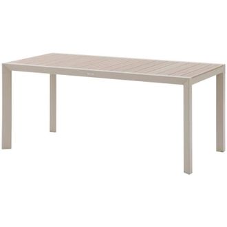 Hesperide Hesperide - Table de jardin rectangulaire effet bois lin 6 places en aluminium - R&eacute;sistante aux intemp&eacute;ries - Entretien facile - Design moderne