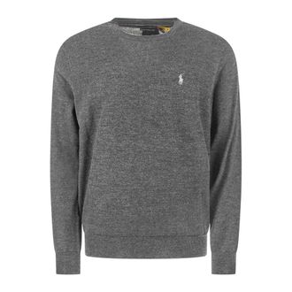 Polo Ralph Lauren Pull en laine lavable &agrave; col rond - Homme - Pulls - Gris - Taille: L