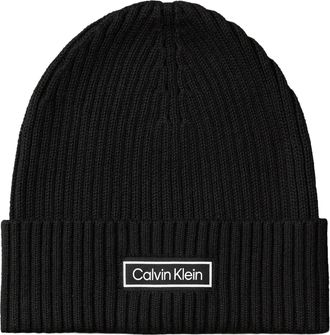 Calvin Klein M&uuml;tze Calvin Klein Patch Chunky Rib Cotton Beanie LV04D8053G Schwarz