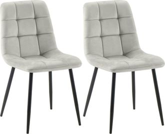 Clp 2er Set Esszimmerstuhl Tilde, K&uuml;chenst&uuml;hle gepolstert mit gestepptem Bezug, Polsterst&uuml;hle mit Metallgestell, bis 150 kg belastbar, Farbe:grau, Materia