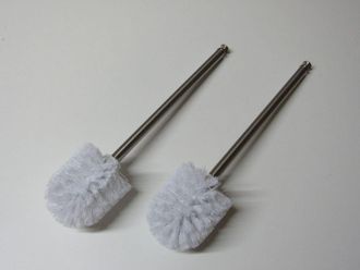 Sanwood 2er Set 96073899 Toilettenbürste Weiß Bürstenkopf mit Edelstahl Griff WC Bürste rostfreie Klobürste - Ersatztoilettenbürste - Ersatzklobürste