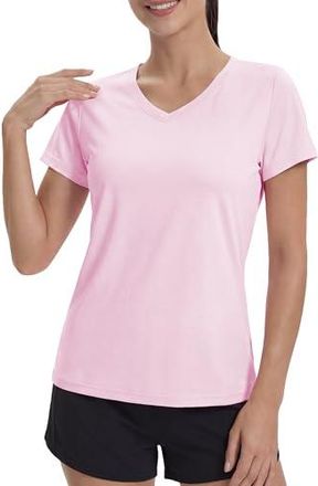 Magcomsen Femme Fitness Training Shirts Protection UV UPF 50+ Sport Tshirt &Eacute;t&eacute; L&eacute;ger Maillots de Course &Eacute;lastique Running Tops Shirts Rose