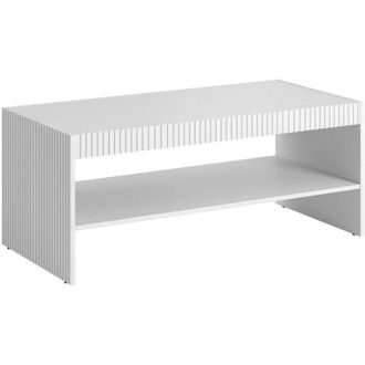 Dmora Table basse Roasio, avec étagère et grande surface dappui, surélevée du sol, 120x57 h50 cm, blanche