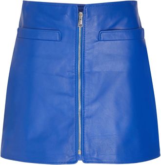 8 by YOOX LEATHER FULL ZIP-UP FRONT MINI SKIRT