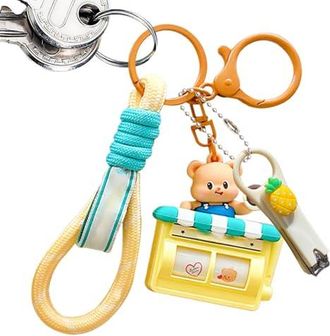 Generic Mignon Porte-cl&eacute;s en forme dours - Porte-cl&eacute;s de sac &agrave; dos &agrave; porter en plein air, pendentif de poup&eacute;e avec breloque | Sacs de transport pour camping, 