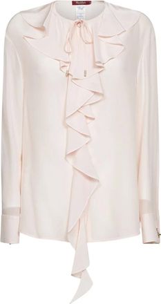 Max Mara Femme, Blouses et Chemises, Rose, Taille: 38 FR Ruffle Collar Silk Blouse