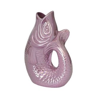 Giftcompany Vase, Karaffe - Monsieur Carafon - Fisch - Steingut - Farbe: Rainbow Violett - (BxTxH): 21 x 12 x 31 cm - Gr&ouml;&szlig;e: L
