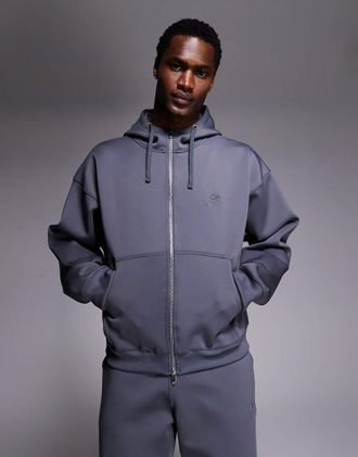 Liquor & Poker Sweat &agrave; capuche densemble en imitation n&eacute;opr&egrave;ne &agrave; double fermeture &eacute;clair - Anthracite-Gris