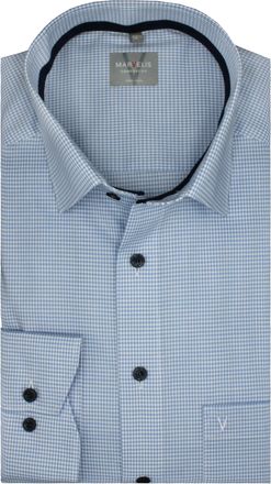 Marvelis Comfort Fit Herren Langarm Businesshemd | Blau kariert | New Kent Kragen Gr. 46