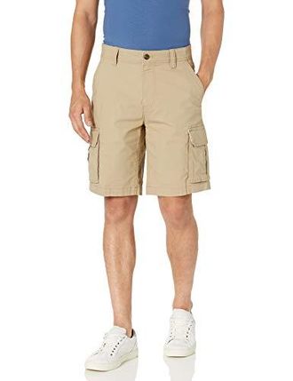 Amazon Essentials Short Cargo Léger et Extensible en Tissu Indéchirable, 25cm Homme, Brun Kaki, 36W