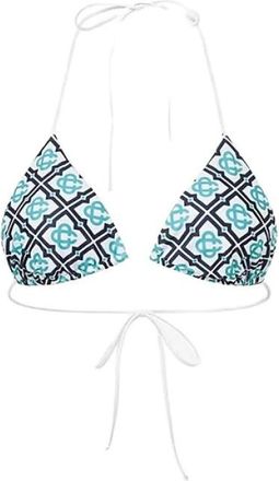 Casablanca Femme, Maillots de bain, Bleu, Taille: 38 FR Monogram Bikini Top