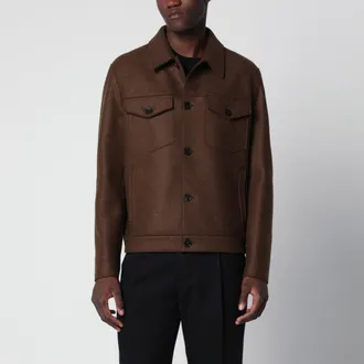 Harris Wharf London Braune Overshirt-Jacke aus Wolle
