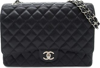 Chanel Hobo Bags - Maxi Classic Caviar Double Flap - Gr. unisize - in Schwarz - f&uuml;r Damen