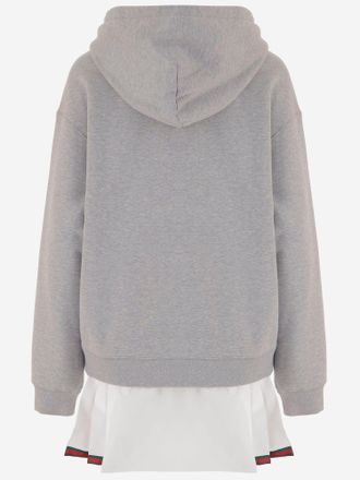 Gucci Womens Cotton Dress With Pleated Skirt Grey