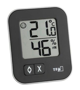 TFA Dostmann Moxx digitales Thermo-Hygrometer, 30.5026.01, zur Raumklimakontrolle, Überwachung der Luftfeuchtigkeit, klein und handlich, 1er Pack, schwarz, L 57 x 