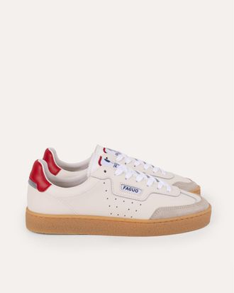 Faguo Baskets basses cr&egrave;me & rouge cuir - LUMBO