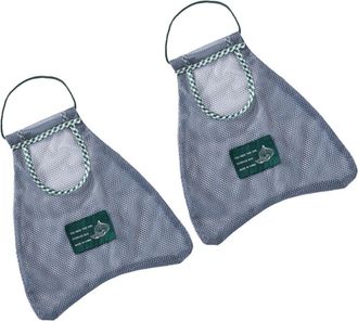 Lurrose 2 St&uuml;ck Wandmontierte Aufbewahrungsnetz Taschen Dunkelgrau Faltbare K&uuml;chen Obst Gem&uuml;se Lagerung Tragbare Umweltfreundliche Aufbewahrungstaschen mit Gr