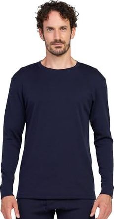 Lapasa Maillot de Corps Thermique Homme Laine Mérinos 100% Naturelle Manches Longues Base Layer de Sport Haut M67 Bleu Marine (Très Chaud) XL