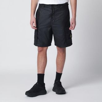 Stone Island Black cargo bermuda shorts with relaxed fit