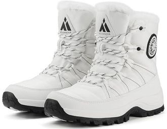 Mishansha Bottes de Neige Femme Chaussures dhiver Chaudes Bottines, Blanc Cass&eacute; 36
