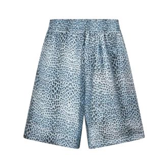 Roberto Cavalli Homme, Shorts, Bleu, Taille: L Baby Jaguar Print Fabric Shorts