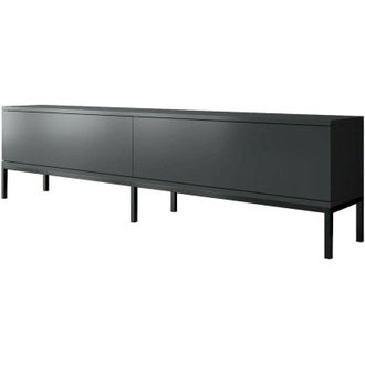 Dmora Fernsehschrank Regulus, St&auml;nder f&uuml;r Wohnzimmerfernseher, Niedriges Wohnzimmer-Sideboard, TV-St&auml;nderbasis, 180x30h47 cm, Anthrazit und Schwarz, mit