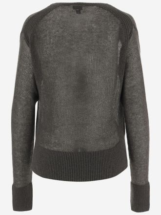 SA SU PHI Womens Cashmere Crew Neck Sweater Army Green