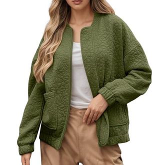 Generic Veste Femme Chic Et Elegant Veste d&eacute;contract&eacute;e femme manches longues cardigan boutonn&eacute; manteau textur&eacute; l&eacute;ger confortable &eacute;l&eacute;gant mode ext&eacute;rieur (Green