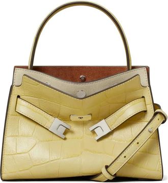 Tory Burch Femme, Sacs, Jaune, Taille: ONE Size Petite Lee Radziwill Croc-Embossed Double Bag