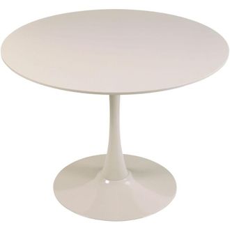 Oviala Table &agrave; manger ronde 4 personnes D100 cm beige