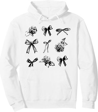 Trendy Apparel Hand Drawn Sketch Assorted Bows and Ribbons Pullover Hoodie