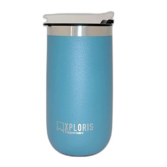 Tupperware Thermobecher Xploris to Go 350 ml Hot & Go Thermo Boy Thermal Isolierbecher Becher Kaffe Tee mitnehmen Edelstahl blau grau
