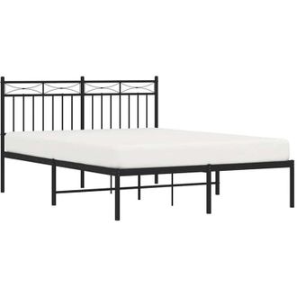 vidaXL Bettgestell mit Kopfteil Metall Schwarz 135x190 cm vidaXL