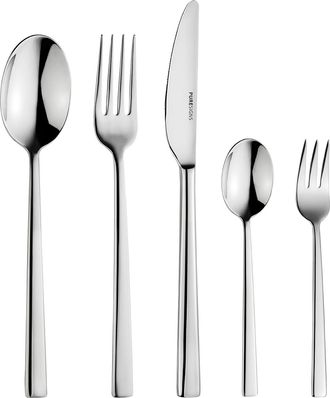 Puresigns CENTUM Besteckset 30-teilig, Edelstahl 18/10, Poliertes Tafelbesteck f&uuml;r 6 Personen, Hochwertiges Design, sp&uuml;lmaschinenfest und rostfrei, Men&uuml;l&ouml;ffel, 