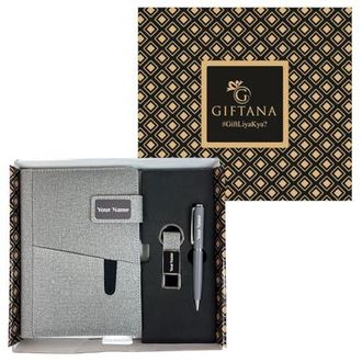 Generic Ensemble cadeau stylo et porte-cl&eacute;s en m&eacute;tal pour homme et femme, 3 en 1 personnalis&eacute; avec couverture en jute et cuir PU, cadeau dentreprise pour empl