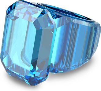 Swarovski Lucent Cocktailring, Blauer Damenring mit Edlen Swarovski Kristallen