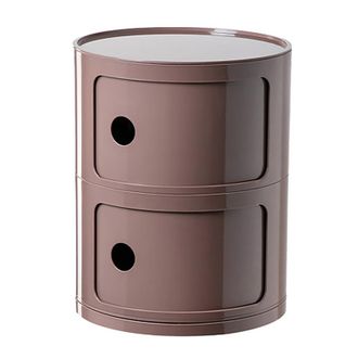 Generic Runder Nachttisch Mit Schubladen, 3-stufiger Beistelltisch Mit Schiebet&uuml;ren for Schlafzimmer, Wohnzimmer, Badezimmer (rot)(Coffee,2 Tier)