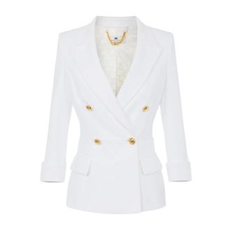 Elisabetta Franchi Doppellagiger Stretch-Cr&ecirc;pe-Blazer - - Jackets - Damen - Wei&szlig; - 2XL