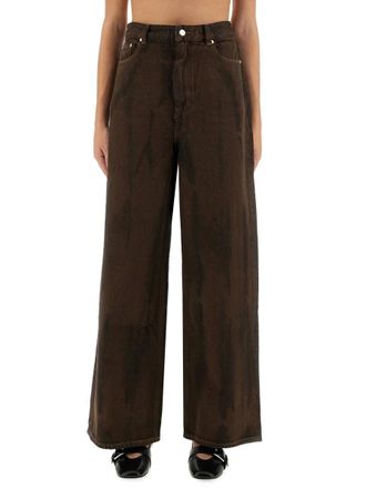 Ganni Baggy Organic Cotton Jeans - Brown