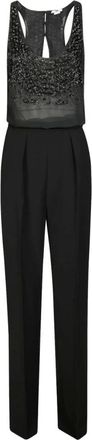 Elisabetta Franchi Femme, Combinaisons et Ensembles, Noir, Taille: 44 FR Combinaison sans Manches Orn&eacute;e de Perles