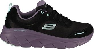 Skechers Femme DLux Walker 2.0 Autumn Sun Basket, Black Suede/Mesh/Multi Trim, 39 EU